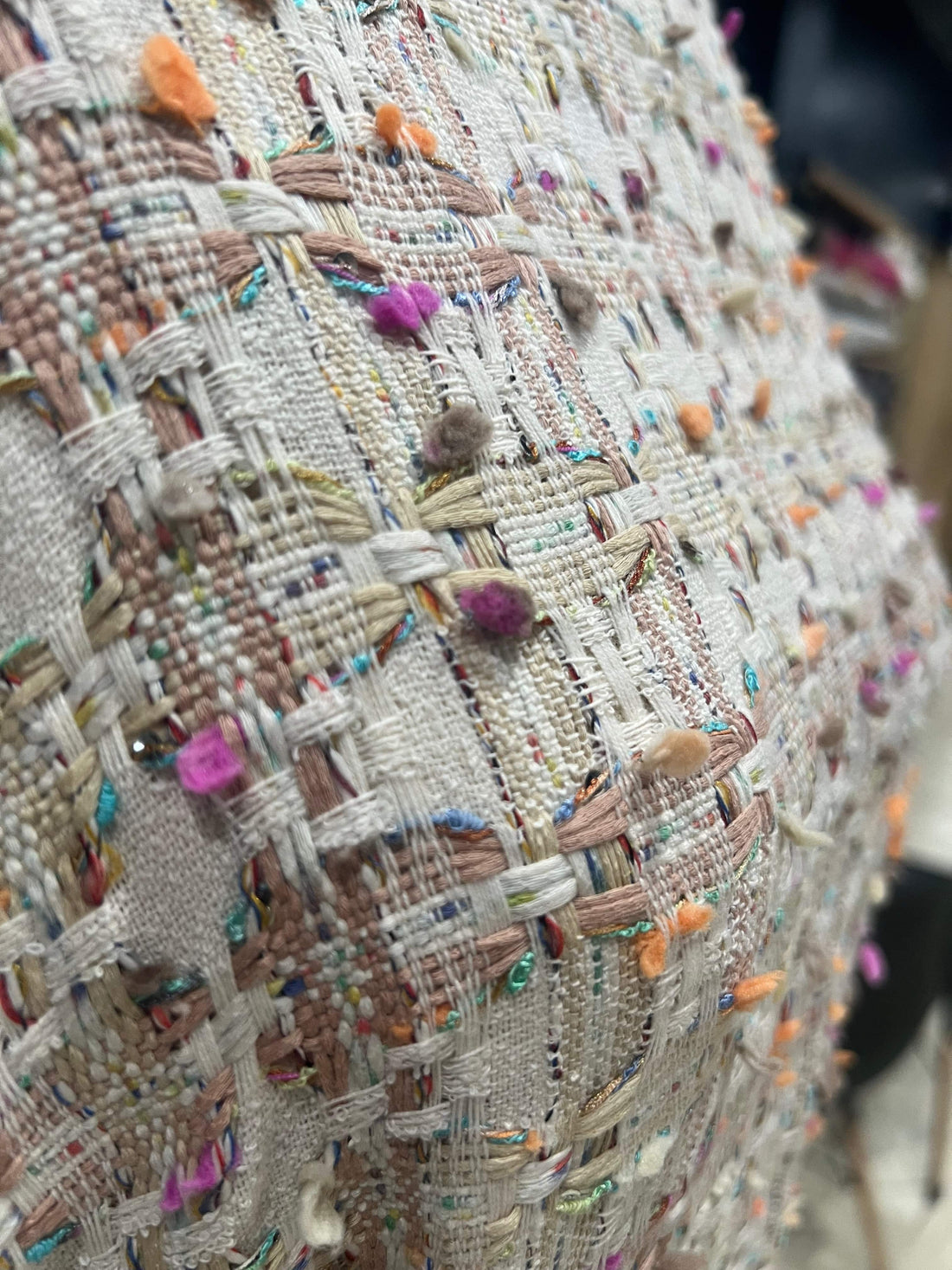 Linton Tweeds - Cream, Blue, Orange,Green Multi Textural Boucle ...