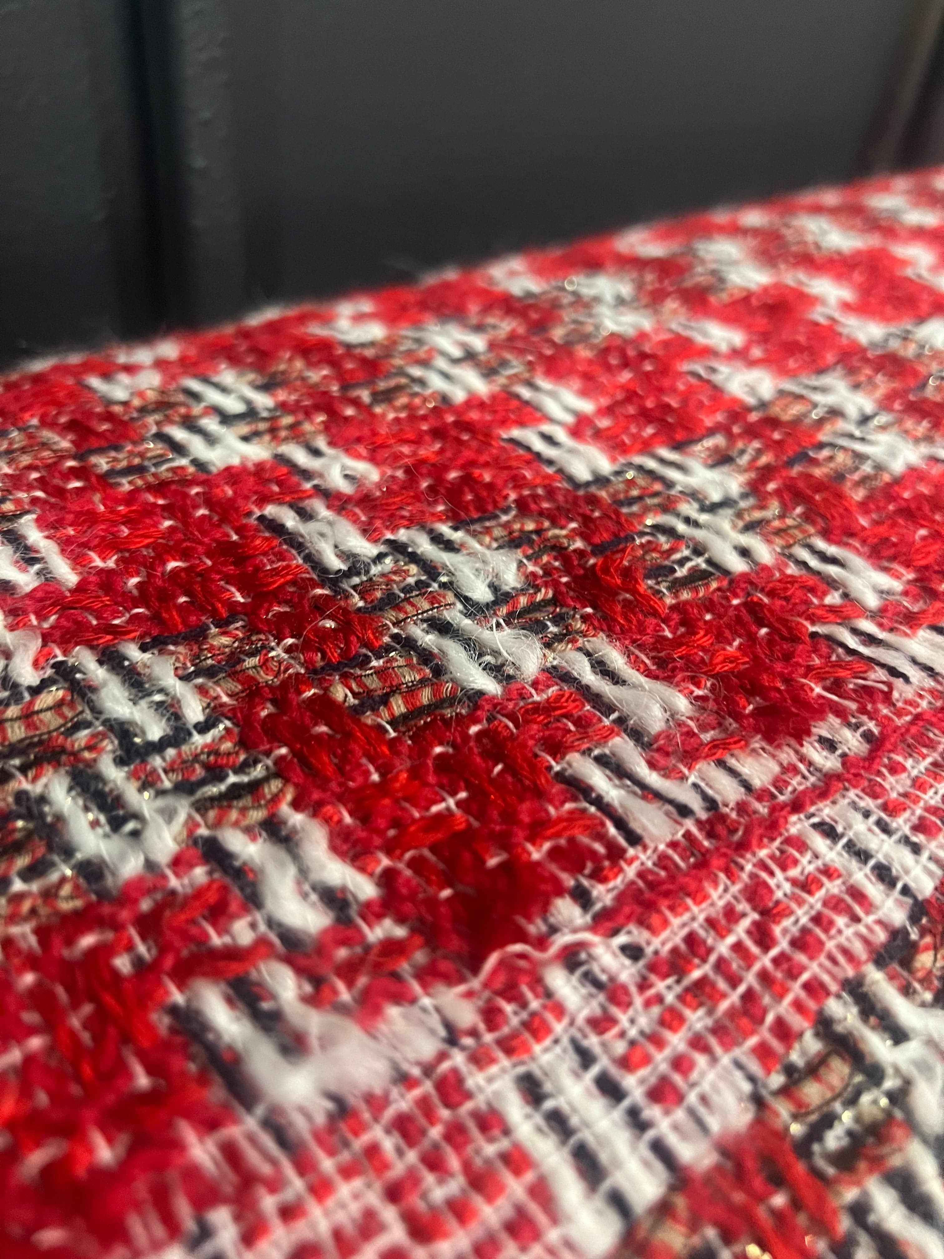 Linton Tweeds - Red with White, Black, Gold Boucle – Papermaple Studio